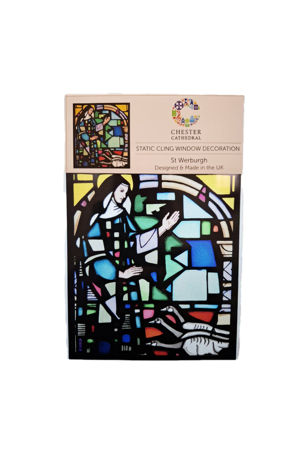 'St Werburgh' Static Cling Window Decoration – Chester Cathedral Gift Shop